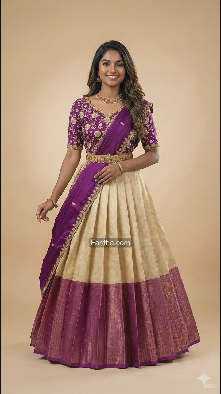 South Indian Half Saree Traditional Langa Voni Set Women India | Faritha