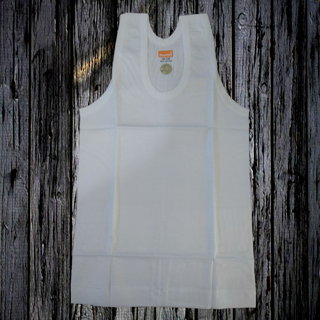 Poomex Premium Boys Innerwear Cotton Vest – White Sleeveless Banian fo ...